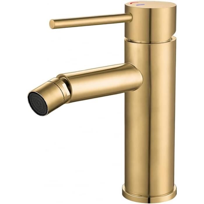Robinet De Bide Mitigeur Rond Doré Brossé Avec Bec Droit Or Mat Avec ...