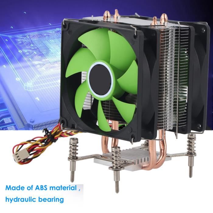 Refroidisseur de CPU à double ventilateur lumière 3 fils avec double ...