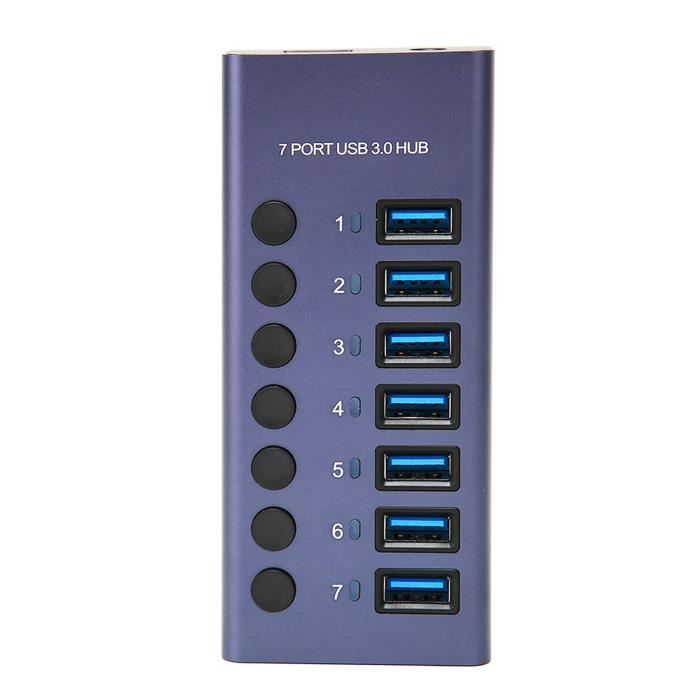 LAN Concentrateur Usb 3.0 Hub Usb 3.0 7 Ports 5Gbps 5V 2.4A 36W Commutateur Individuel ...