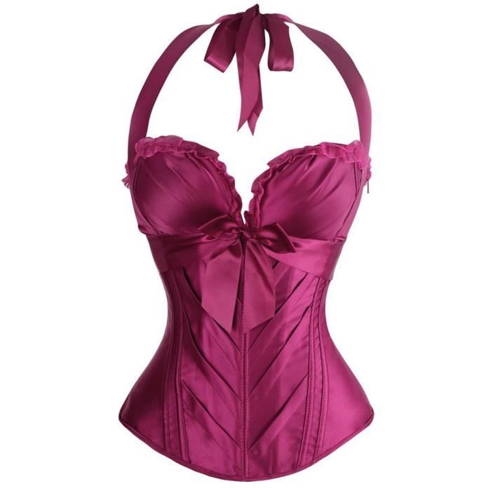 Bustier femme,Corsets et Bustiers en Satin,coupe Sexy,col licou,avec ...