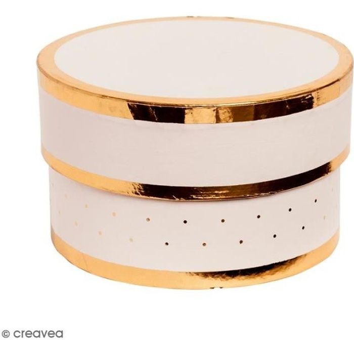 Boîte cadeau Ronde à couvercle - Rose bords dorés - 10 x 6 cm ...