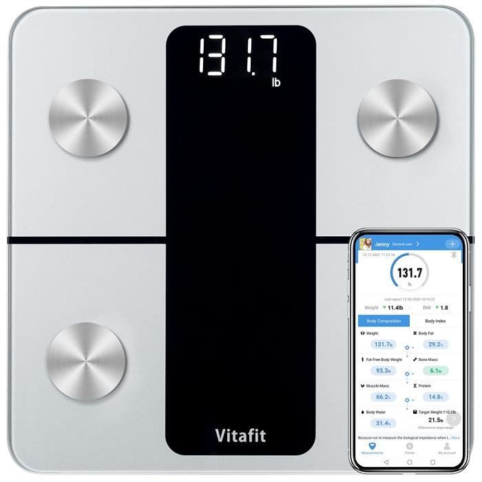 Vitafit Pèse-personne professionnelle, balance impédentiométrique professionnelle Bluetooth avec ...