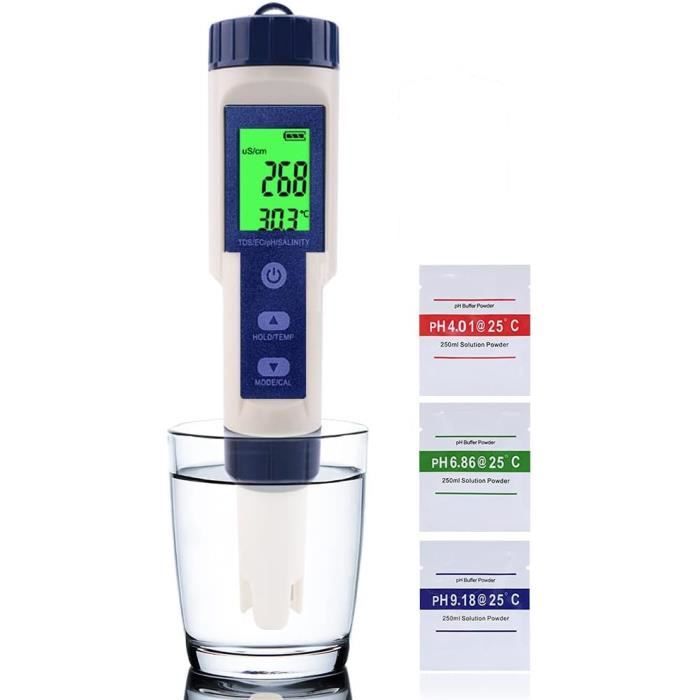 WANGCL Testeur de pH numérique 5 en 1 avec écran LCD Testeur de qualité ...
