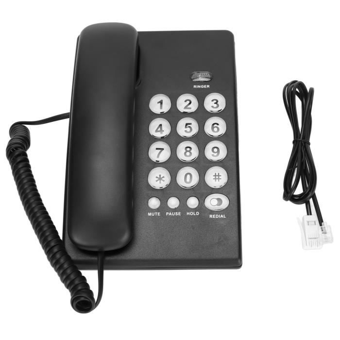 TMISHION Téléphone fixe KX‑T504 Téléphone Filaire Simple Téléphone de Bureau Multifonctionnel ...