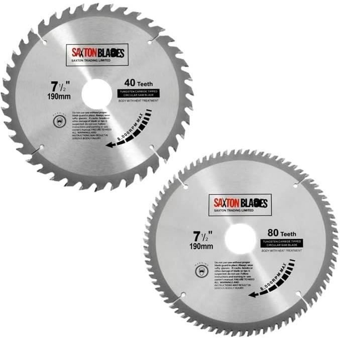 Tct190Mxa Lot De 2 Lames De Scie Circulaire À Bois 190 Mm Pour Bosch ...