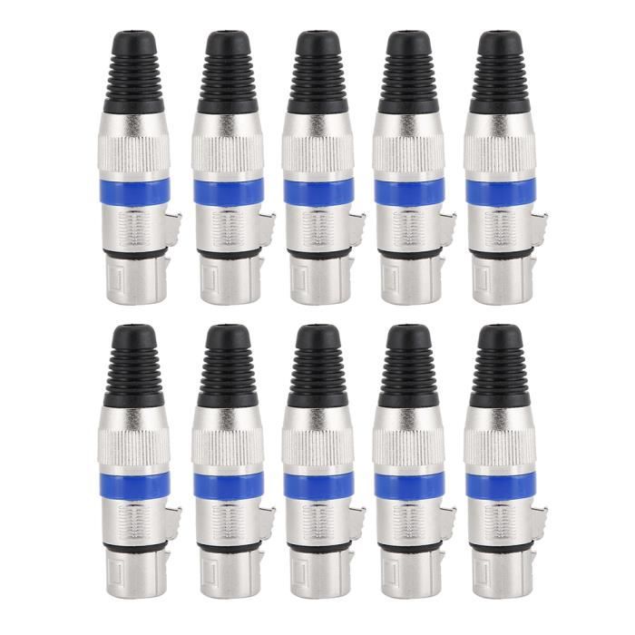 YOSOO Fiche femelle XLR 10pcs XLR Female Plug, 3 Cores Blue Circle ...