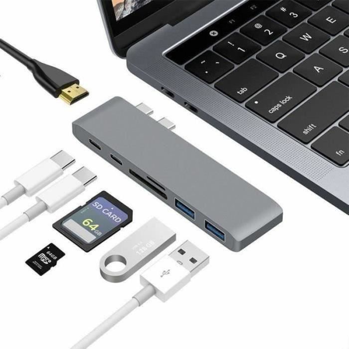 Hub USB C 7 en 1 avec Port de Charge de Type C Slot HDMI 4K 3 Ports USB ...