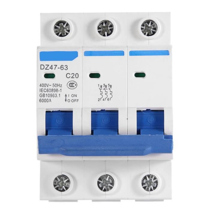 Zerone mini disjoncteur AC 400V 6/10/16 / 20A 3 pôles disjoncteur miniature disjoncteur de ...