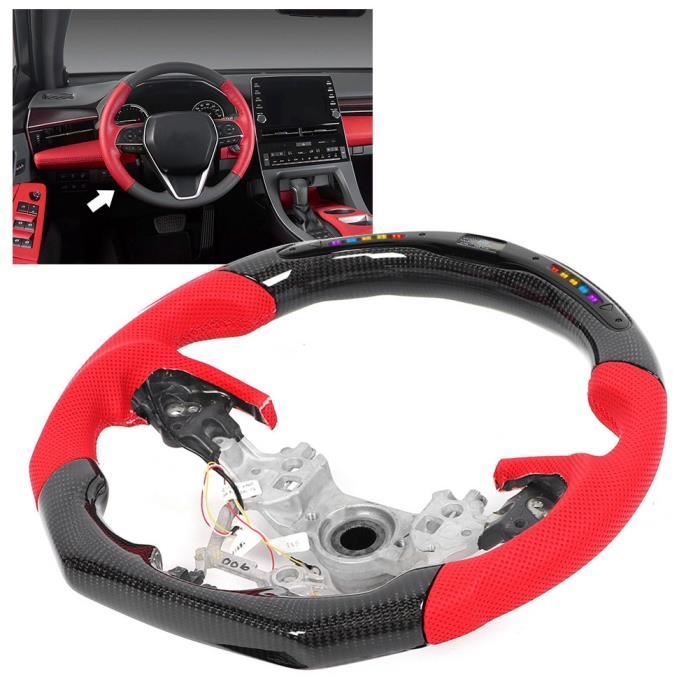 Volant de Course Performance LED Perforé +Coutures Rouges pour Toyota ...