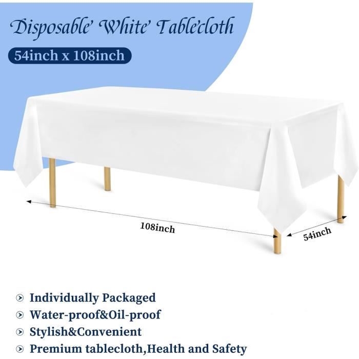Lot De 10 Nappes Blanches Pour Tables Rectangulaires Nappes Jetables En Plastique Blanc Pour ...