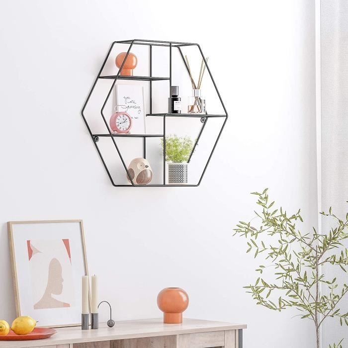 Étagère Murale hexagonale, Étagère Flottante à 4 Niveaux, 2 vis fournis ...