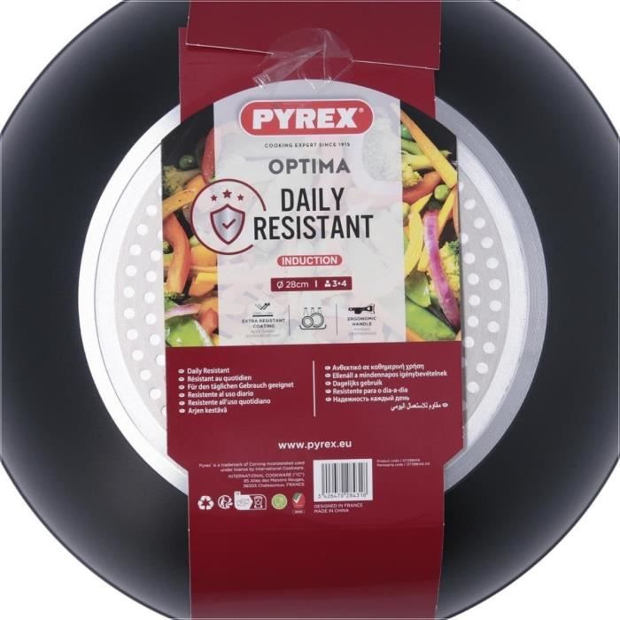 Wok - PYREX - 1455021 - En aluminium forgé - Antiadhésif - 28 cm - Sans ...