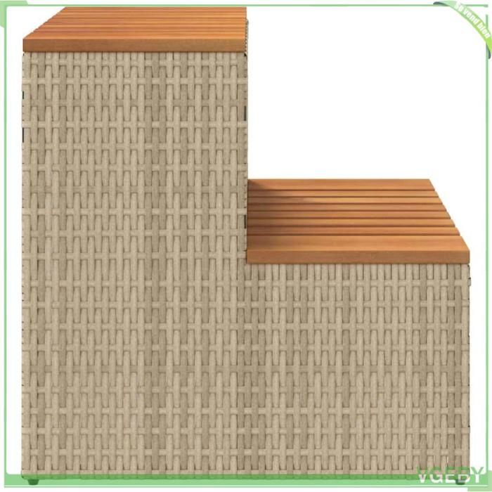 ABI Marche bain remous beige 50x50x50,5 cm polyrotin acacia massif ...