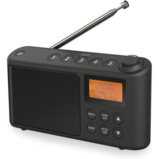Radio dab dab fm, alimentation secteur et batterie, poste radio numérique dab portable avec ...