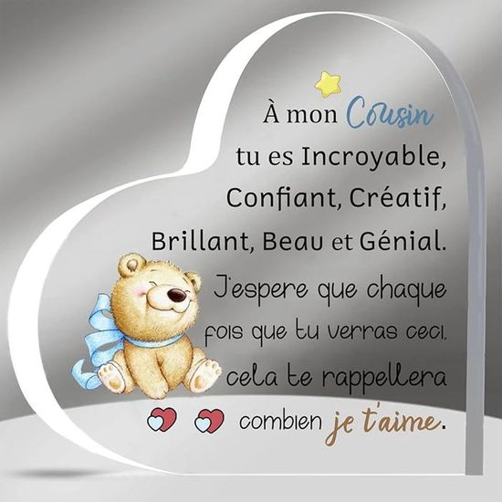 Cousin Acrylique Plaque Inspiration Diplôme Cadeaux Hommes Anniversaire ...