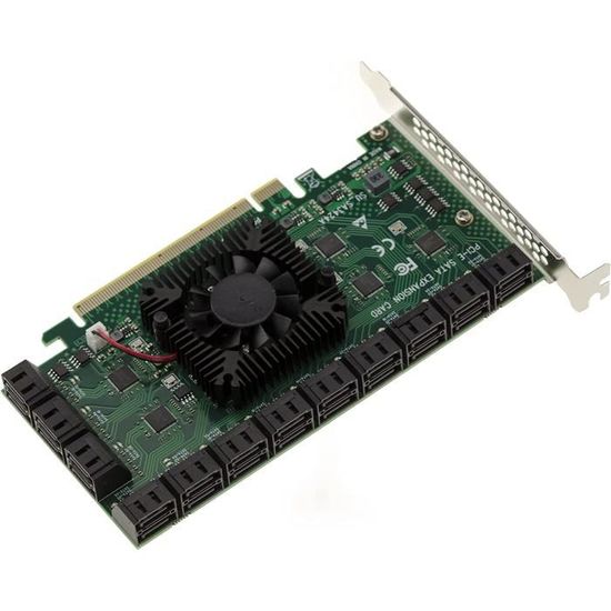 Carte controleur PCIe 3.0 16x avec 24 Ports SATA 6G. Chipset ASM1812 et ...