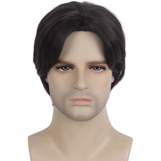 Brown Hommes Perruques Courte Moyenne Partie Perruque Synthétique Pour ...