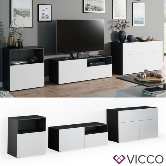 Mur TV VICCO 3 modules COMPO, meuble bas, buffet bas, meuble, étagère ...