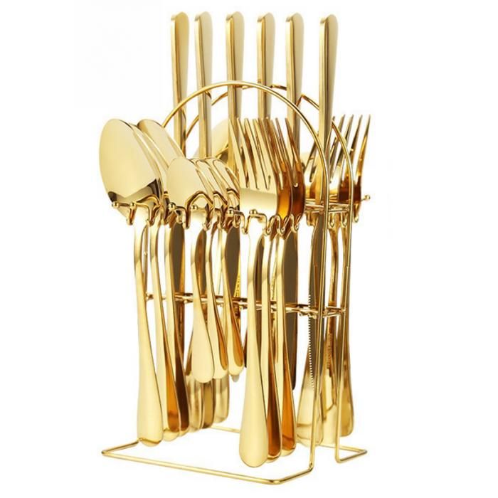 Couverts de Table 6 personnes, Ensemble de Couverts 24 Pièces en Acier ...