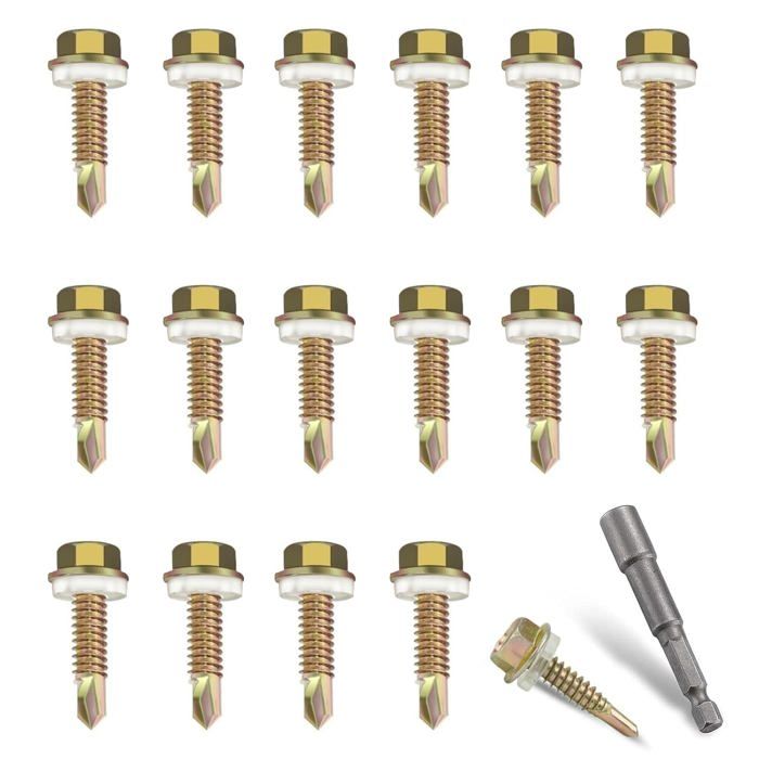 Lot de 100 vis à tôle autotaraudeuses en acier au carbone avec joint d ...