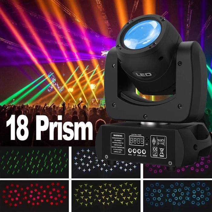 UKing 200W DJ Lyre LED Beam 8 GOBO 18 Prisme DMX512 - Jeux de Lumiere ...