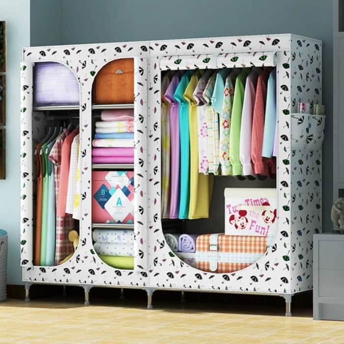 WARDROBE Garde-Robe Portable Toile Vêtements Étagères Chambre Non-Tissé ...