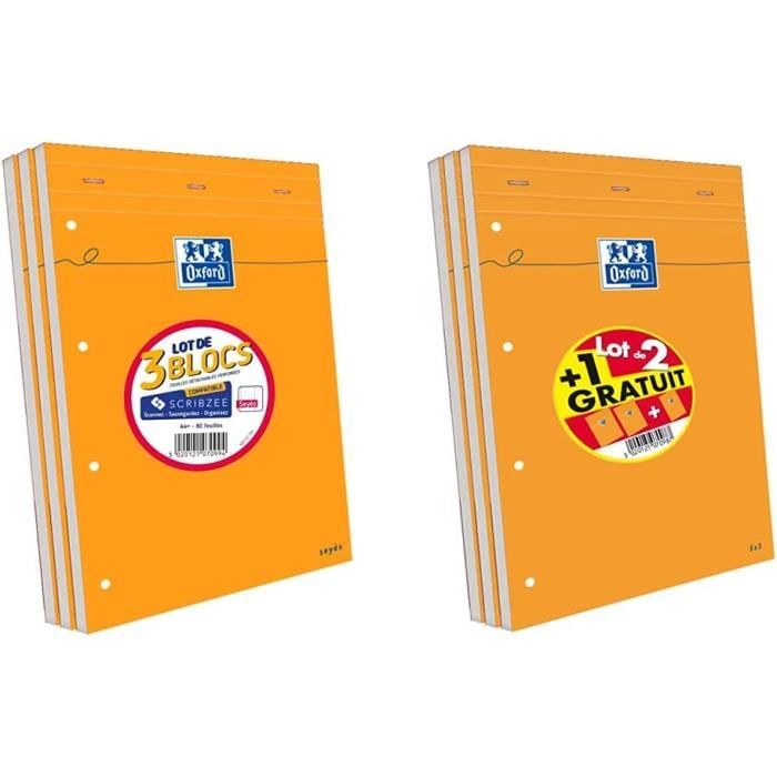 Lot de 3 Bloc-Notes Agrafés Format A4+ (21x31,5cm) 160 Pages & Lot de 3 ...