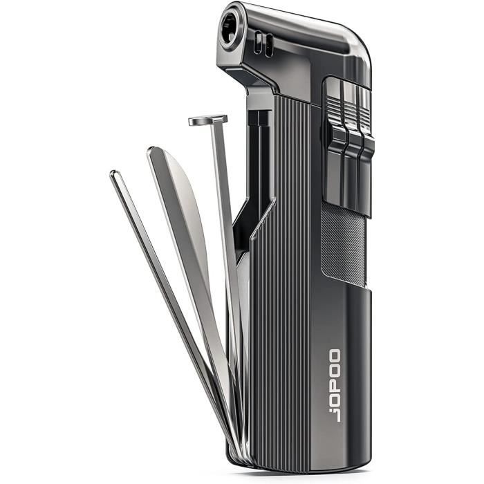 AJW-JOPOO Briquet à Pipe Recharchgeable de Gaz Butane Flamme Douce avec Outils de Cure-Pipe ...