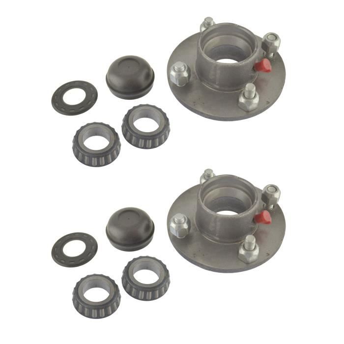Paire de moyeu de roue en fonte remorque 4" 1" PCD Roulement conique 4 ...