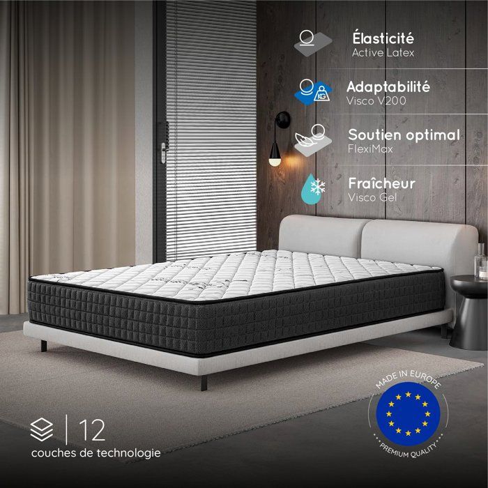 Matelas GAMMA 140x190 cm-epaisseur 30 cm-Ferme-7 zones de confort en ...