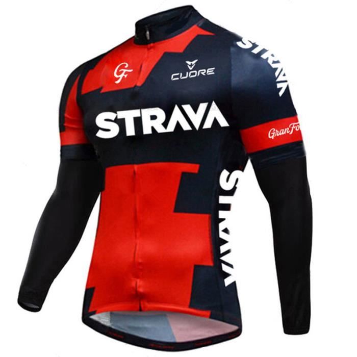 Strava – Maillot de cyclisme en molleton thermique Pro, tenue de vélo en vtt, garde au chaud ...