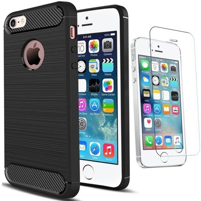 Coque iPhone SE (2016) Antichoc Design + Verre trempé - Cdiscount ...