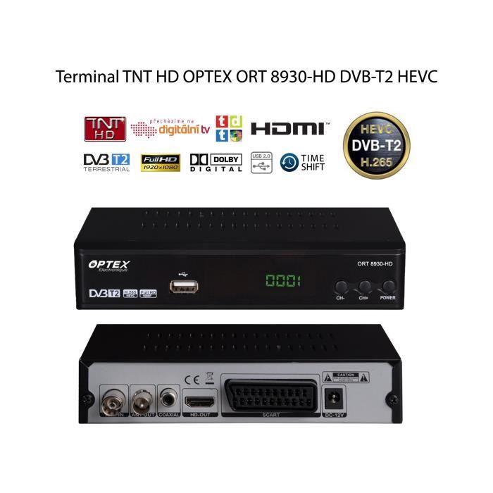 Récepteur TNT HD - OPTEX - ORT 8930-HD - DVB-T2 HEVC - HDMI - USB ...