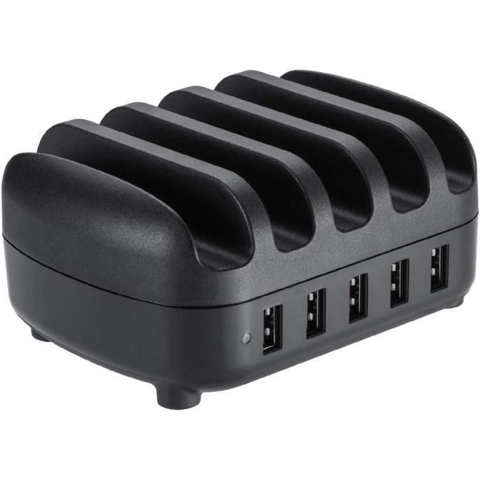 Station De Charge Intelligente Usb 40W 5 Connexions, Station D'Accueil 5V - 2.4A Avec Support ...