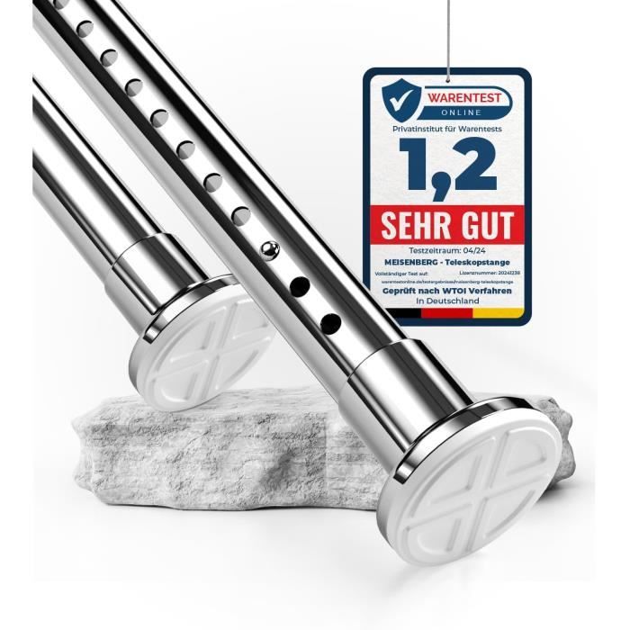 Meisenberg Barre De Douche Extensible De 310 À 360 Cmargentacier Inoxydable-Tringle Rideau Sans ...