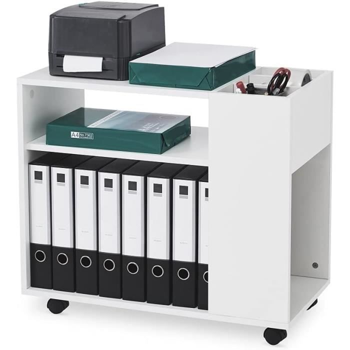 Caisson de Bureau, Meuble Rangement Bureau avec Etagères et roulettes ...