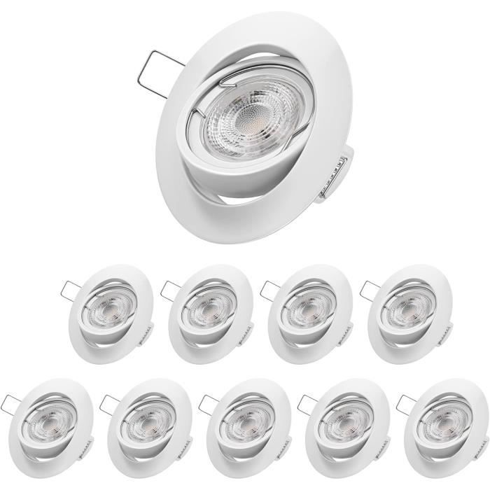 Spot LED Encastrable Dimmable Orientable 3000K Blanc Chaud, 5,5W Equivalent 50W Halogène, 230V ...