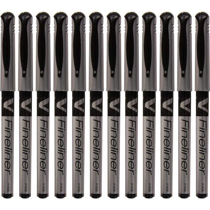 V-Fineliner Lot De 12 Stylo Feutre Pointe Fine Baguée Métal Encre ...