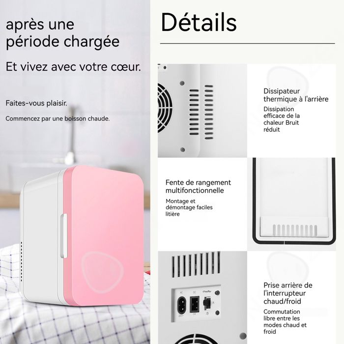 C Mini Frigo 5-65 degrés Celsius 8L réfrigérateur de voyage avec ...
