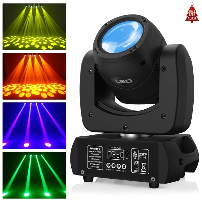 UKing 200W DJ Lyre LED Beam 8 GOBO 18 Prisme DMX512 - Jeux de Lumiere ...