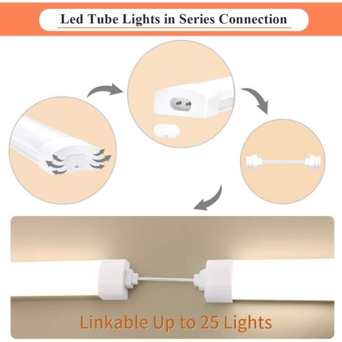 Neon Led 60cm 18W 1800LM Linkable Reglette Tube LED Plafonnier Reglette ...