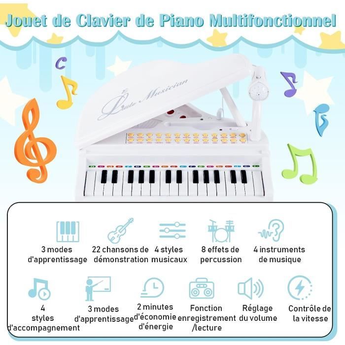 DREAMADE Piano Enfant 31 Touches, Jouet Piano Numérique avec Tabouret ...