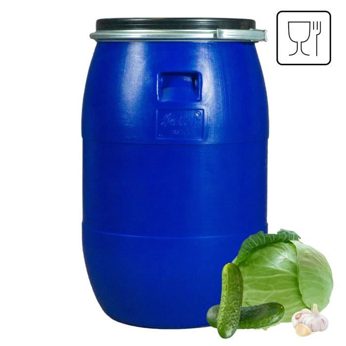 Baril tonneau Fût en Plastique Bleu 85L avec Couvercle et Bague de ...