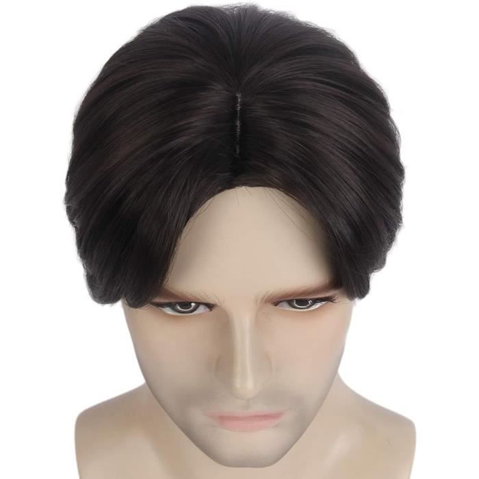 Brown Hommes Perruques Courte Moyenne Partie Perruque Synthétique Pour ...