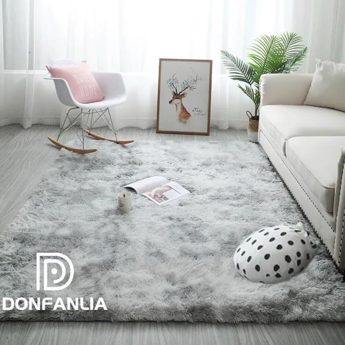 Tapis de séjour - Tapis doux et antidérapant - Tapis rectangulaire ...