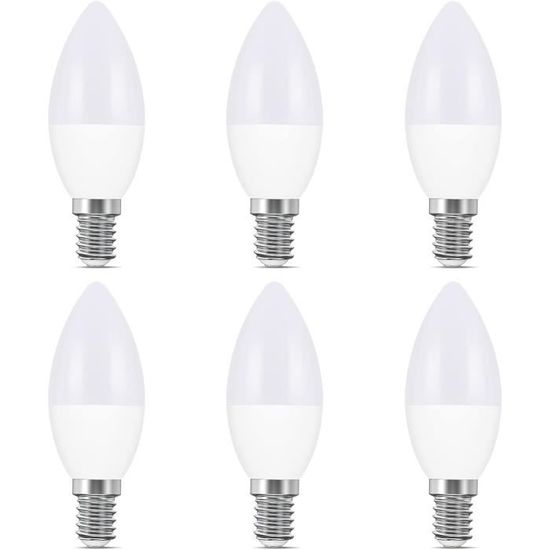 Lot de 6 ampoules LED E14-5 W - 400 lm - Équivalent à 40 W - Blanc chaud 3000 K - Non dimmable ...
