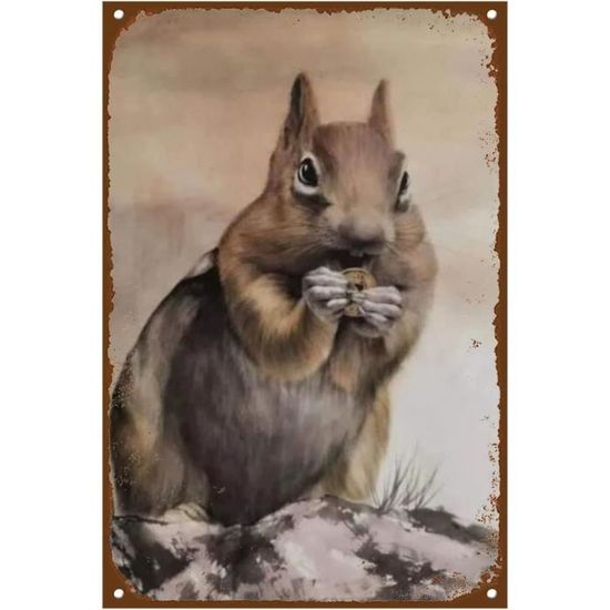 Poster Métallique Affiche,Écureuil Animal de la forêt,Peinture Art ...