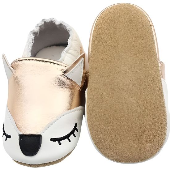 Chaussons Cuir Souple Bébé INSFITY - Or - Premiers Pas Garçon Fille ...