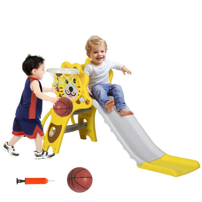 Toboggan pour enfants AIYAPLAY intérieur extérieur avec panier de basket pour les enfants de 18 ...