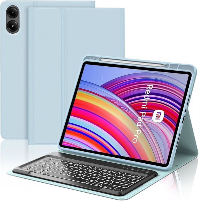 Clavier pour Redmi Pad Pro 12.1" 2024, AZERTY Clavier Rétroéclairé ...